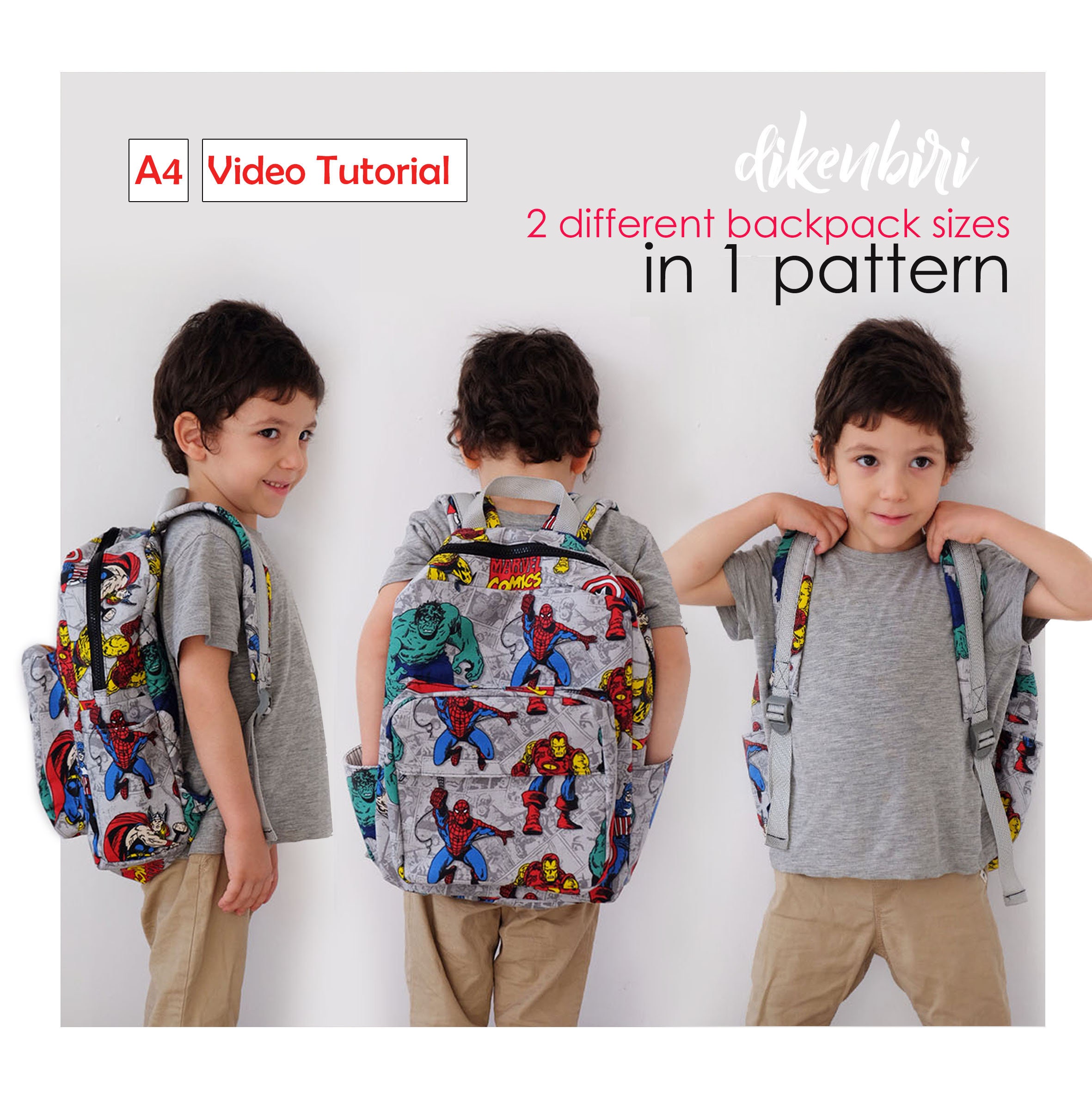 Lined Backpack PDF Pattern: School Bag for Kids & Women (video Tutorial ...