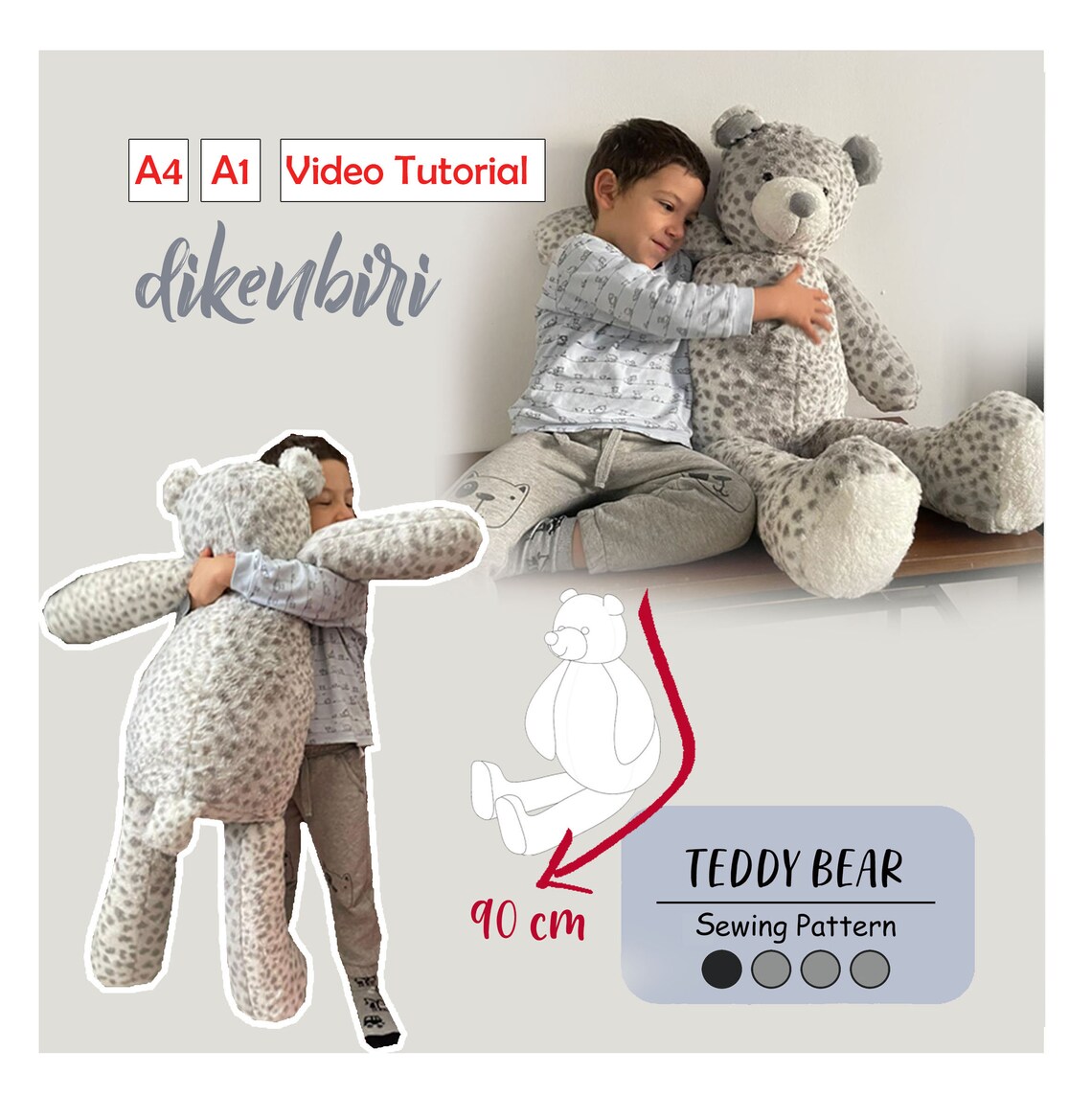 PDF Huge Teddy Bear Sewing Pattern Stuffed Animal Gift | Etsy