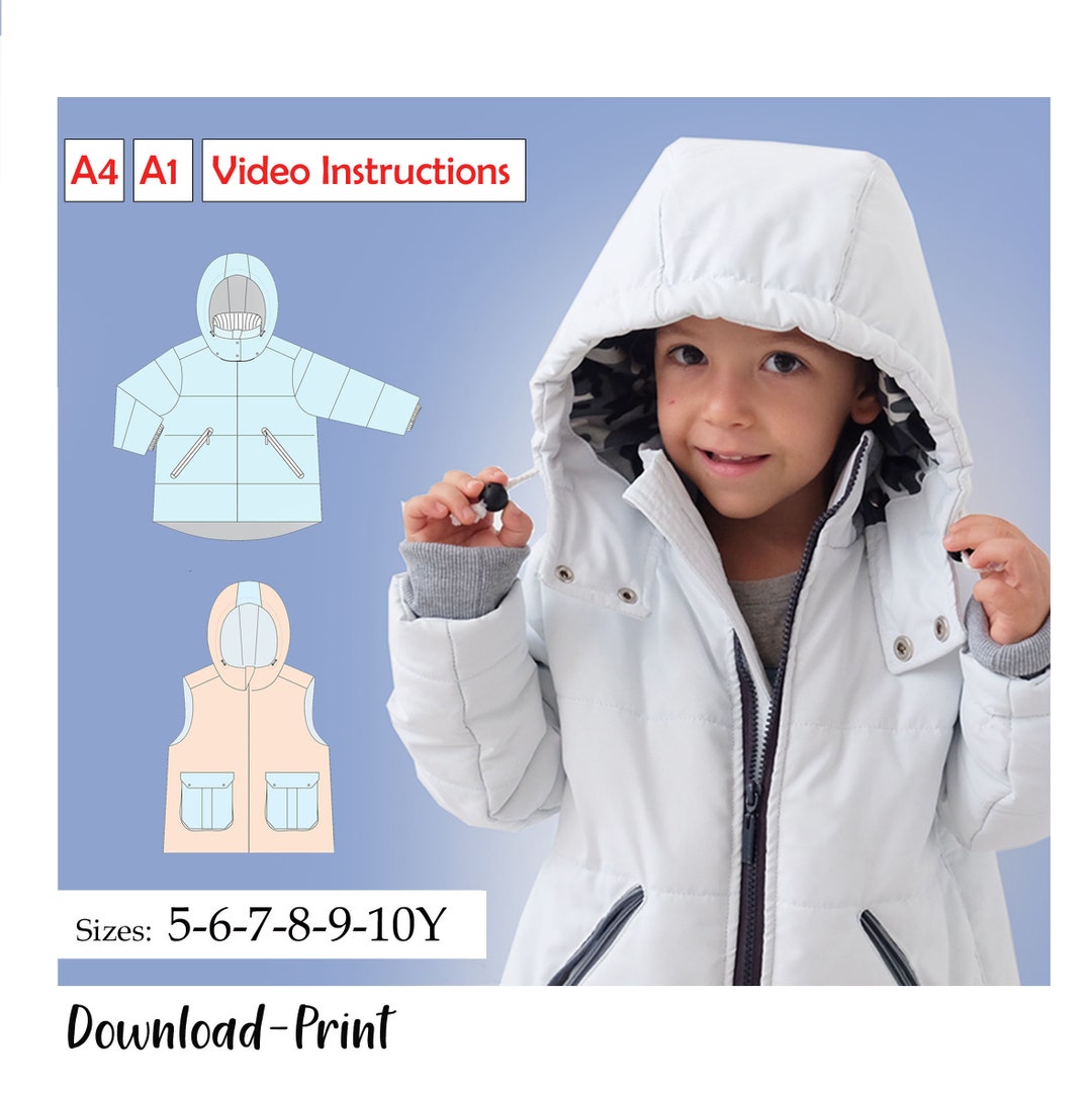 PDF Kids Puffer Coat Sewing Pattern 5Y-10Y -unisex Jacket for Girls and ...