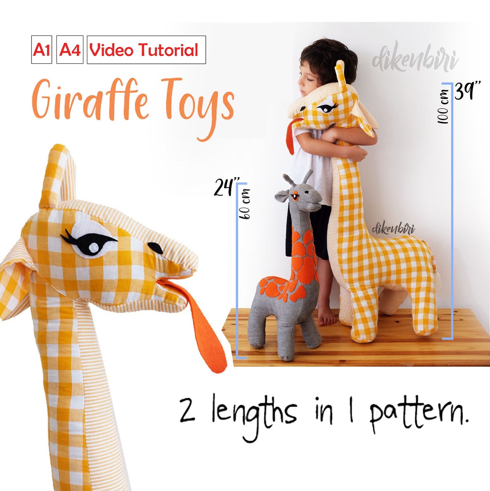 PDF Giraffe Toy Sewing Pattern- Stuffed Animal Gift- Printable 24-39 ...