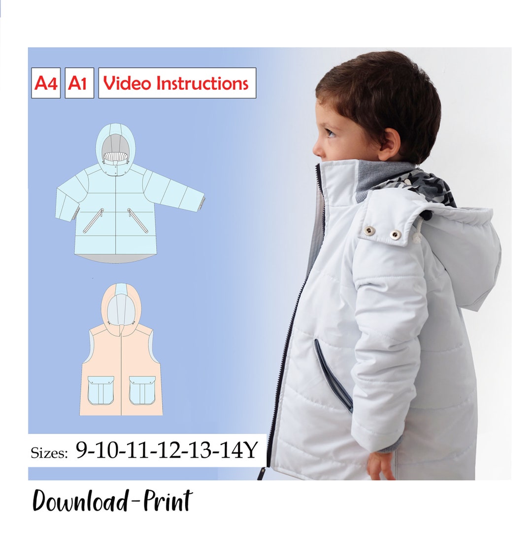 PDF Kids Puffer Coat Sewing Pattern 9Y-14Y -unisex Jacket for Girls and ...