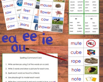 Printable Montessori Green Series Photo and Word Cards Word Lists in ...