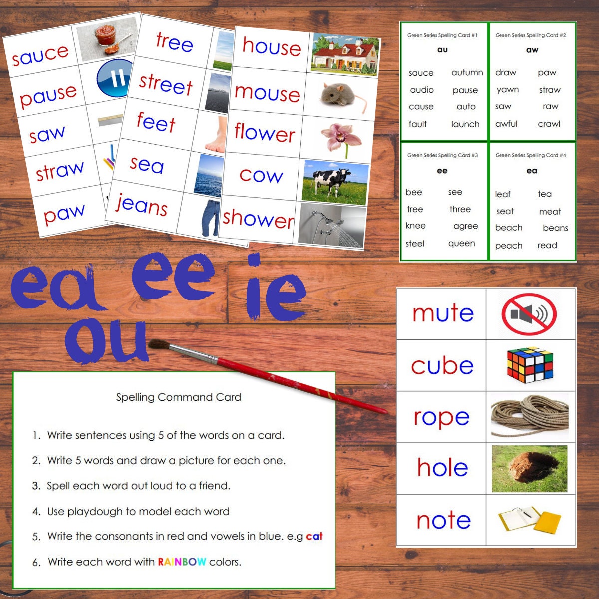 Montessori Green Series Cards - Etsy