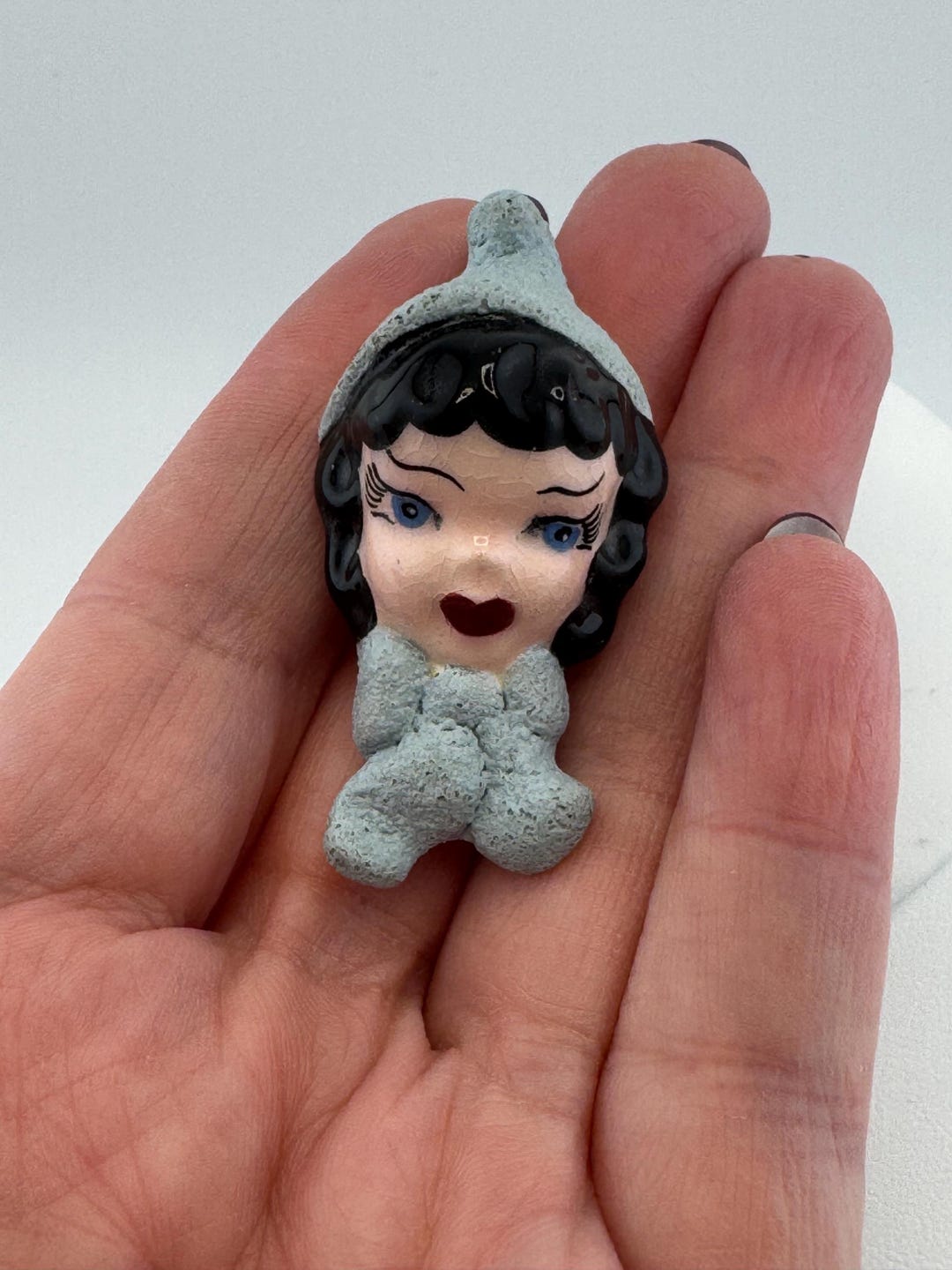 Vintage 1940s Hand-painted Ceramic Pixie Brooch – Signed Figural Pin - Etsy