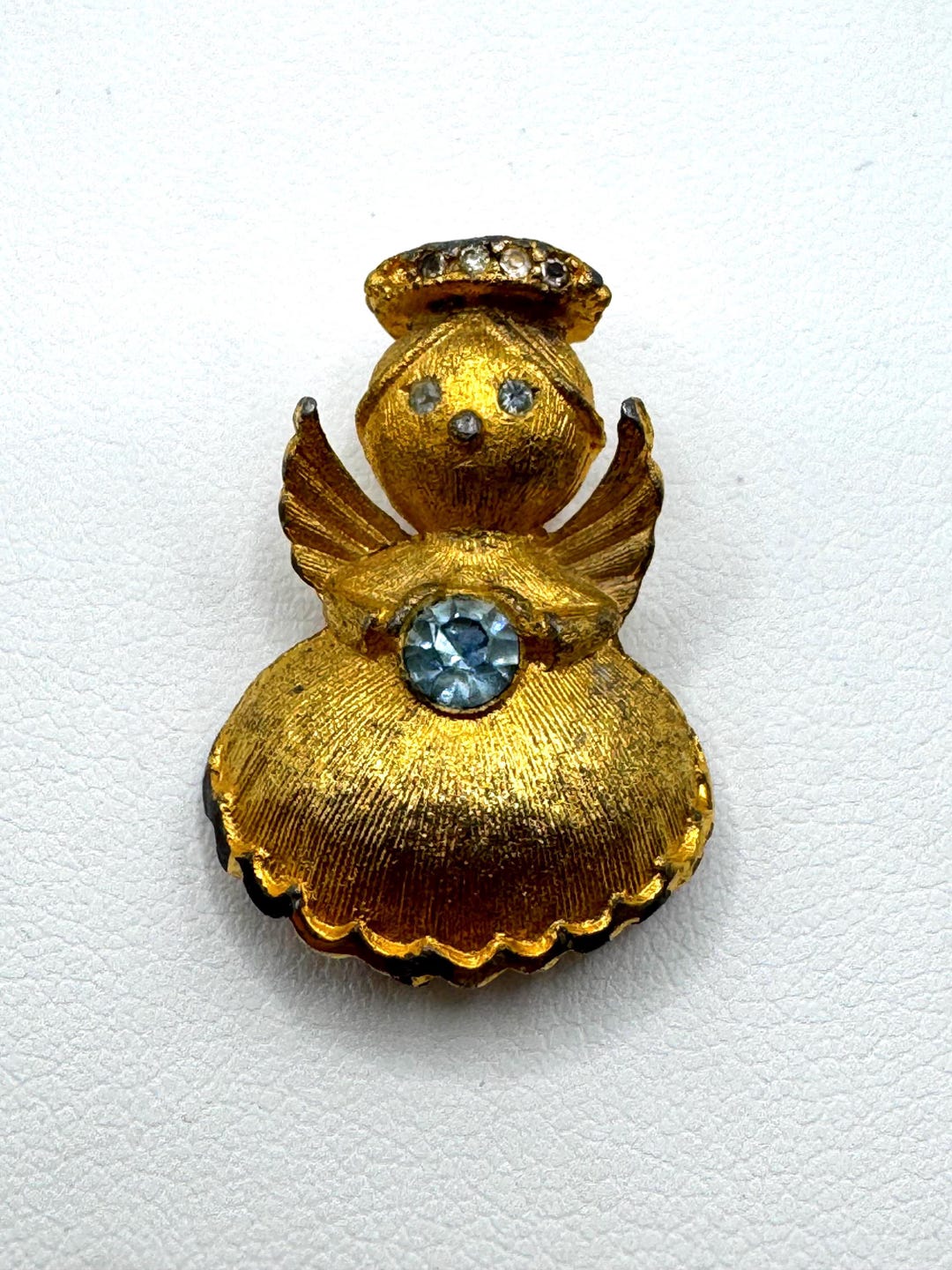 Vintage Ultras Guardian Angel Brooch: Gold-tone Pin With Blue ...