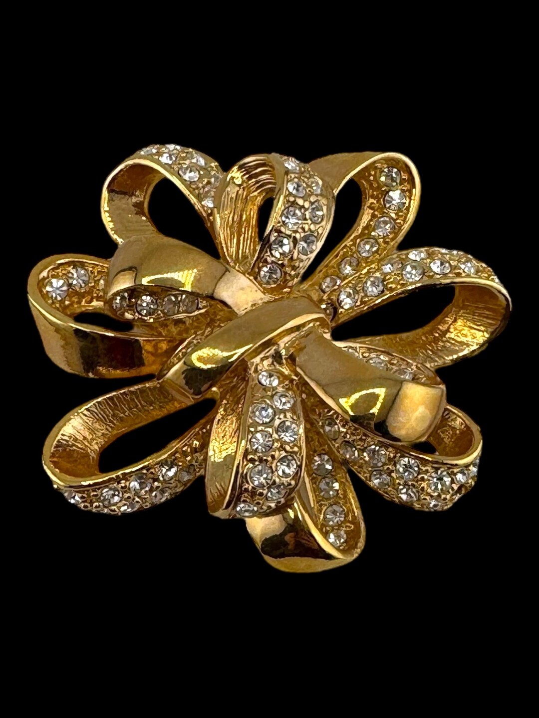 Vintage Roman Gold-tone Bow Brooch With Rhinestones – 1980s Signed - Etsy