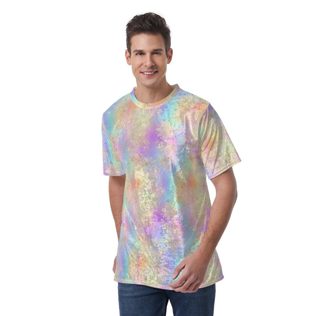 Rainbow Ombre Velvet T-shirt With Gold Accents - Etsy