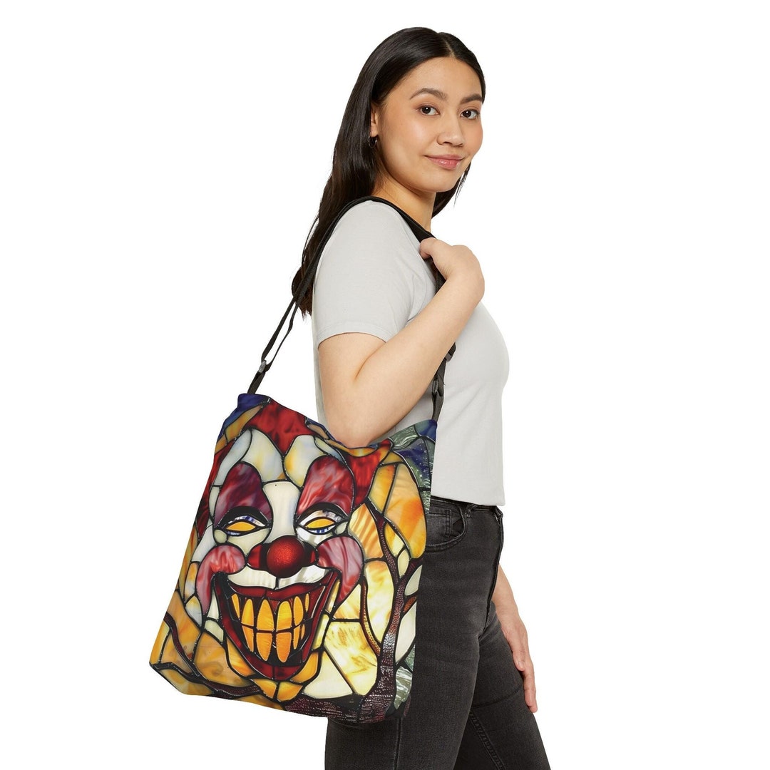 Clown Bag Stained Glass Clown Adjustable Tote Bag Scary Clown Bag ...
