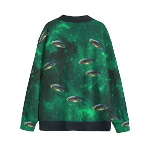 UFO Cardigan Outer Space Flying Saucer Unisex V-neck Cardigan With ...