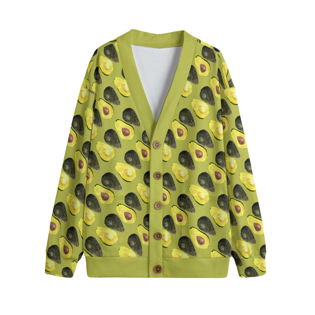 Avocado Cardigan Avocado Unisex V-neck Knitted Fleece Cardigan With ...