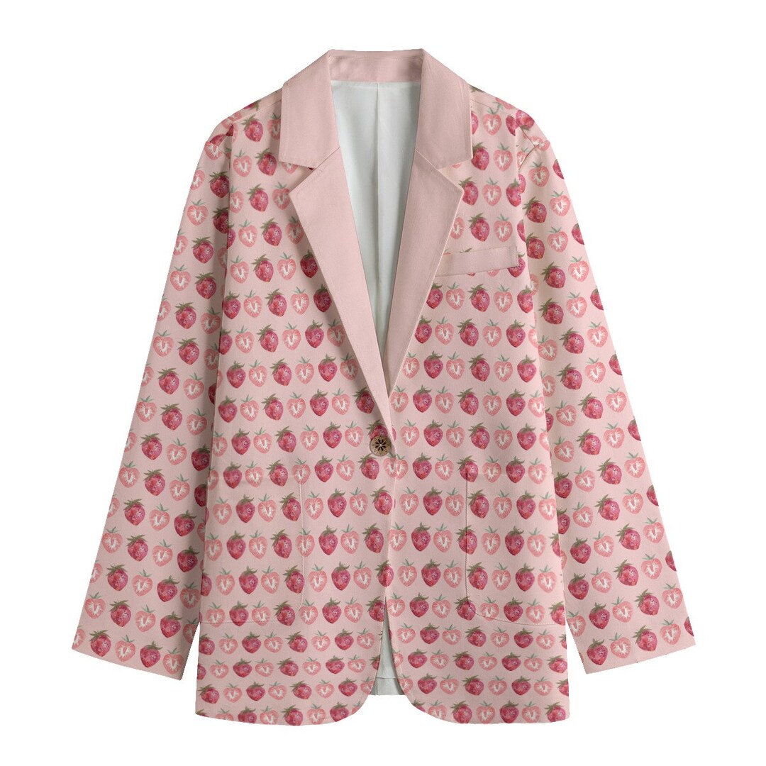 Strawberry Blazer Strawberry Print Women's Blazer Strawberry Blazer ...