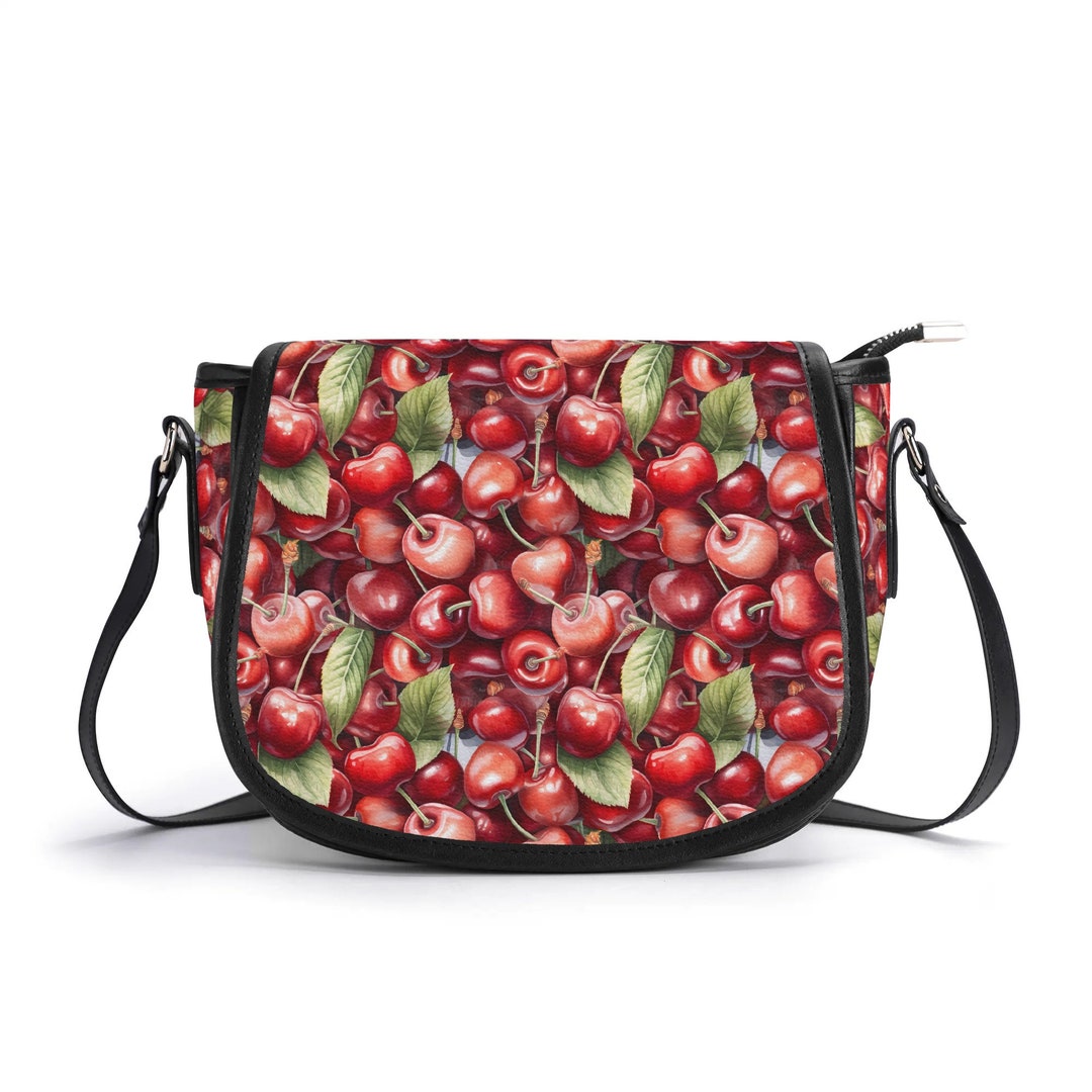 Cherry Handbag Cherry Vegan Leather Saddle Bag - Etsy