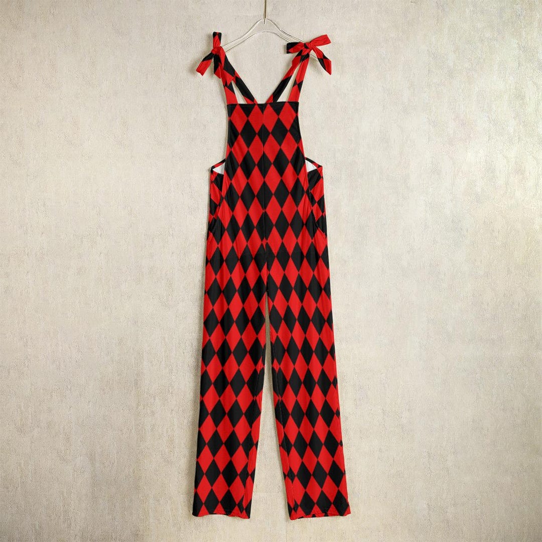 Clown Suit Clowncore Women's Jumpsuit Red and Black Diamond Overalls ...