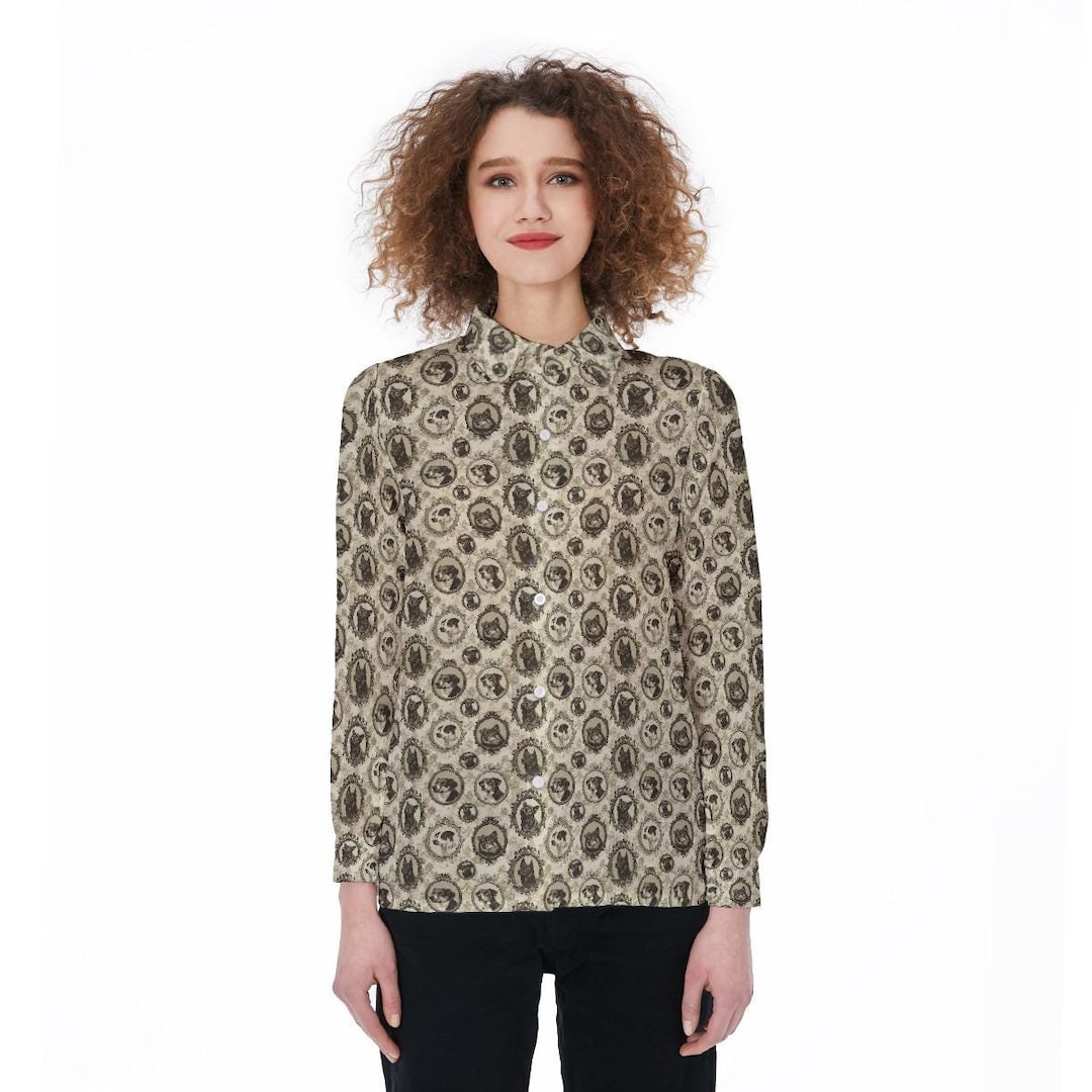 Dog Blouse Women's Dog Button Down Shirt Dog All-over Print Women's ...