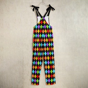 Clown Suit Clowncore Women's Jumpsuit Rainbow Diamond Overalls Clown ...