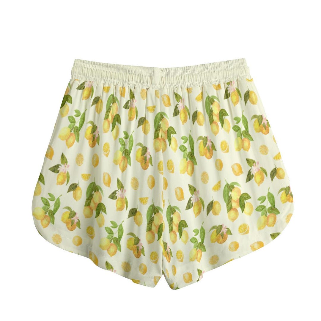 Lemon Shorts Women's Lemon Print Shorts With Drawstring in Rayon - Etsy