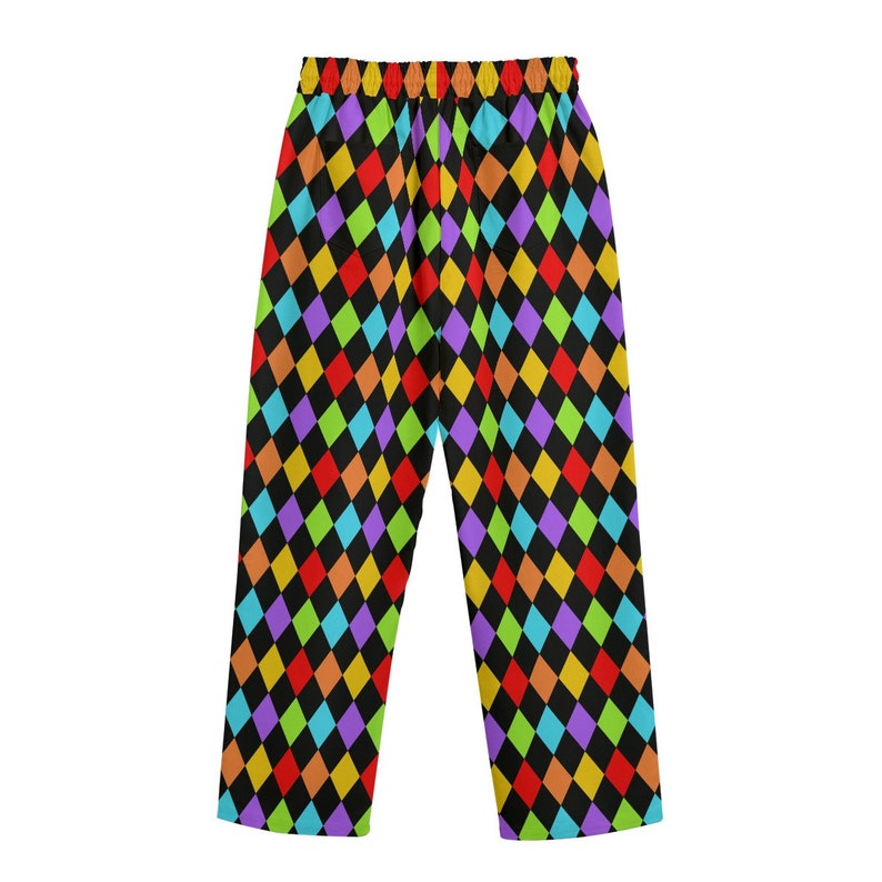 Clown Pants Rainbow Diamond Pattern Unisex Straight Leg Pants Clowncore ...