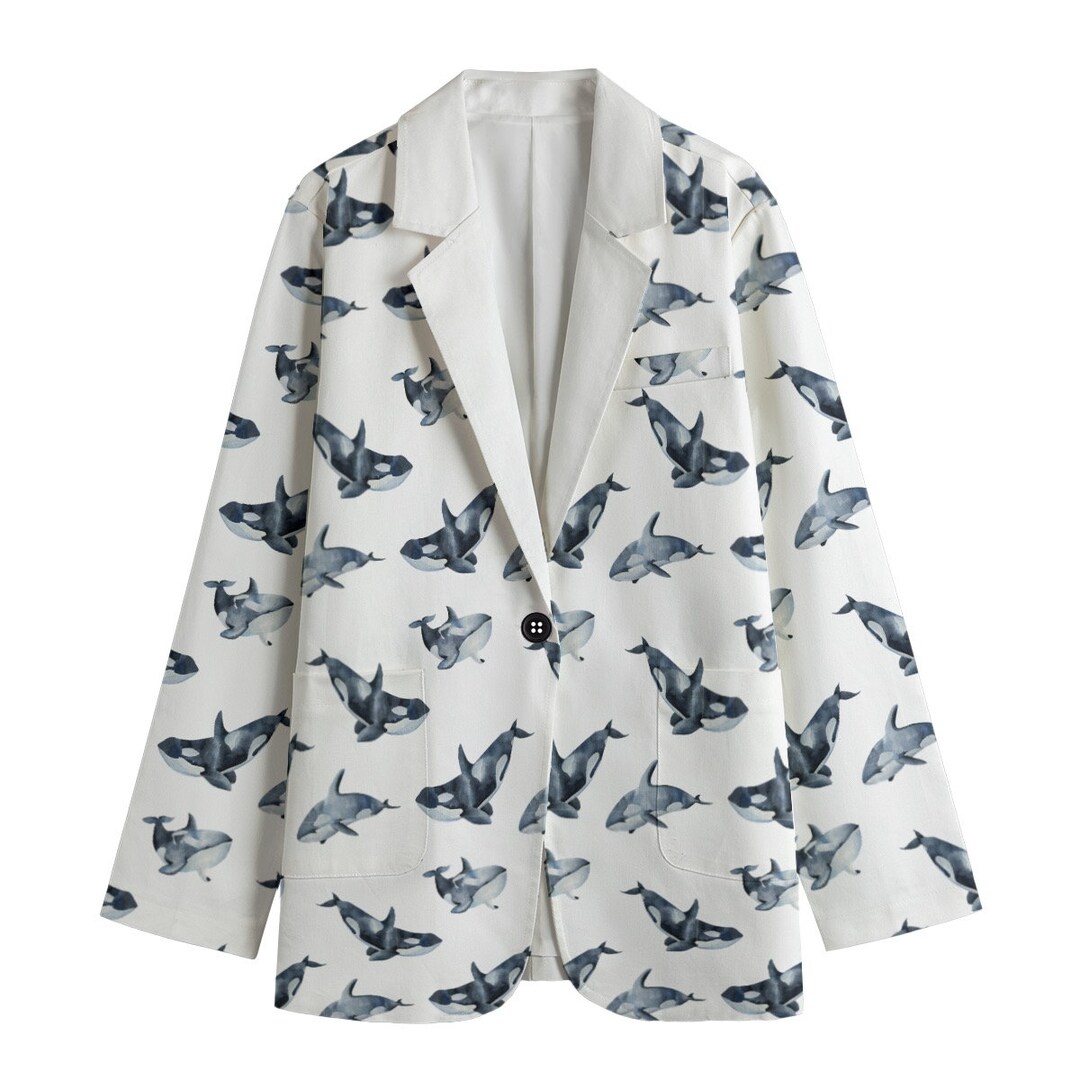 Orca Blazer Whale Blazer Orca Suit Jacket Whale Women's Leisure Blazer ...