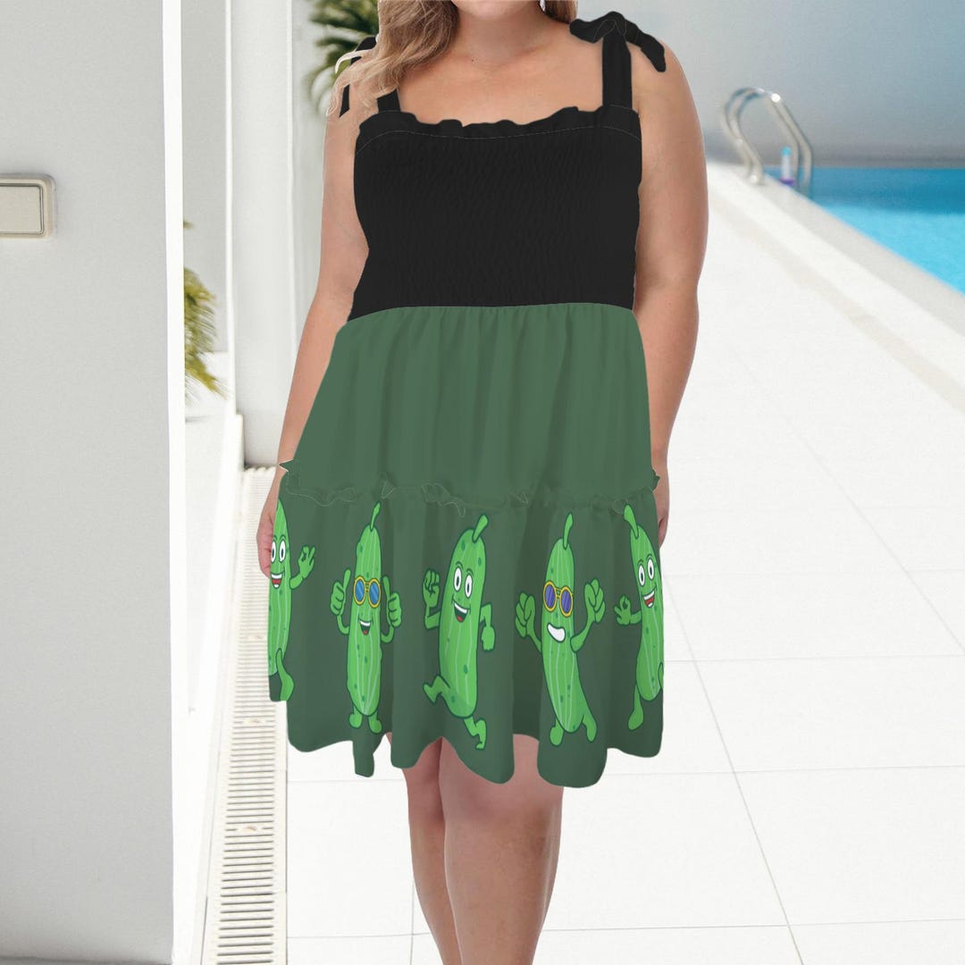 Pickle Dress Funny Cartoon Pickle Skirt Dress Green Funny Pickle Mini ...