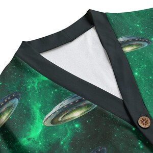 UFO Cardigan Outer Space Flying Saucer Unisex V-neck Cardigan With ...