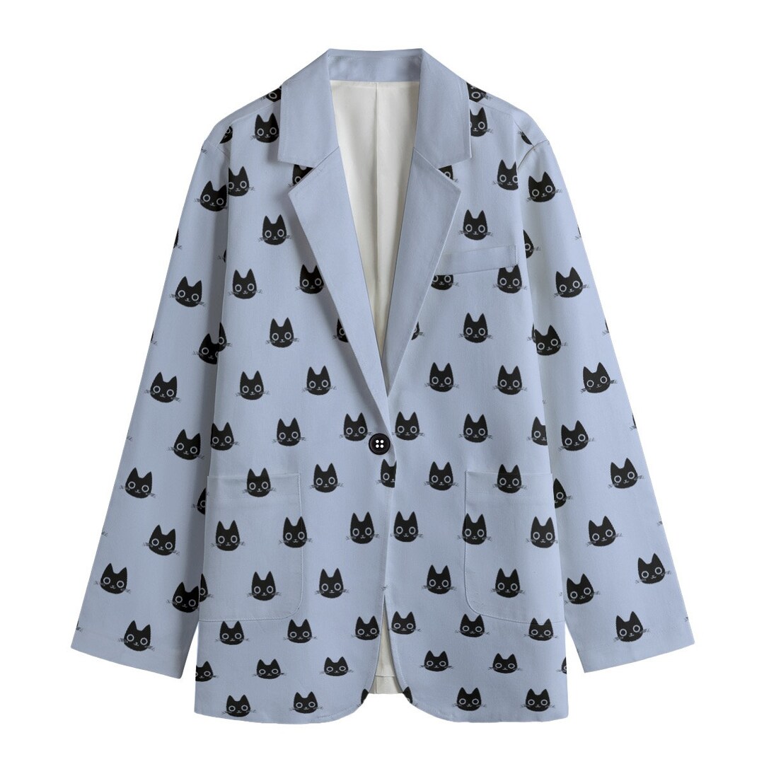Cat Blazer Cat Faces All-over Print Women's Jacket Cat Suit Jacket Cat ...