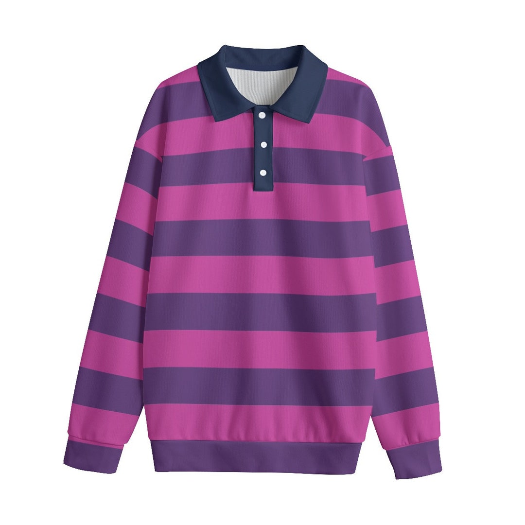 Pink and Purple Striped Rugby Style Unisex Lapel Collar Sweater - Etsy