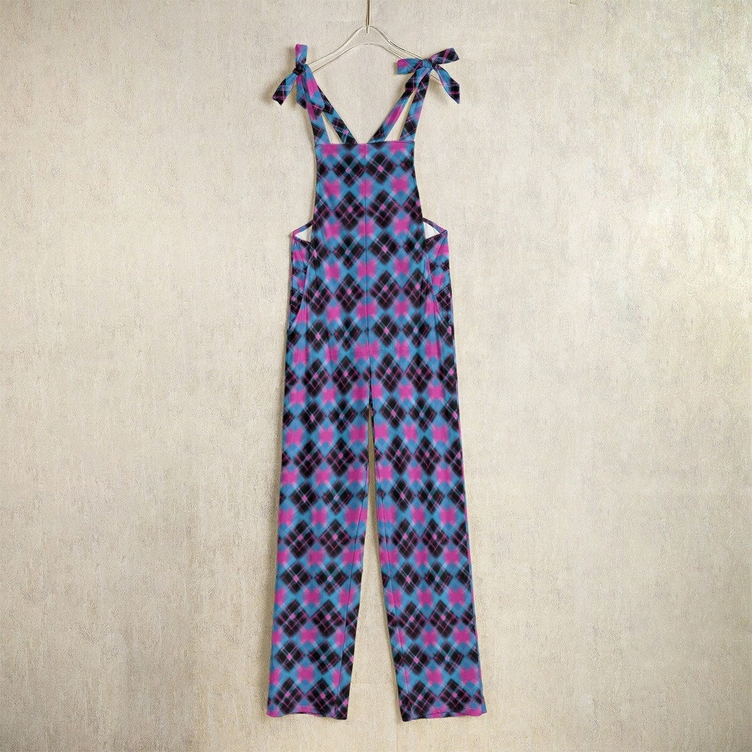 Plaid Overalls Blue and Pink Plaid Women's Jumpsuit Women's Clown ...