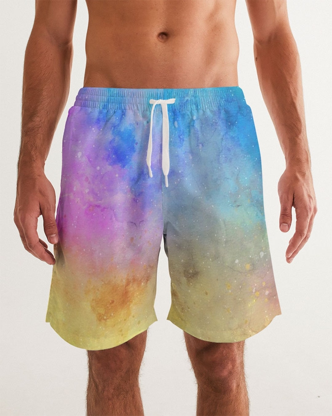 Rainbow Outer Space Men's Swim Trunks Men's Rainbow Shorts Men's Swim ...