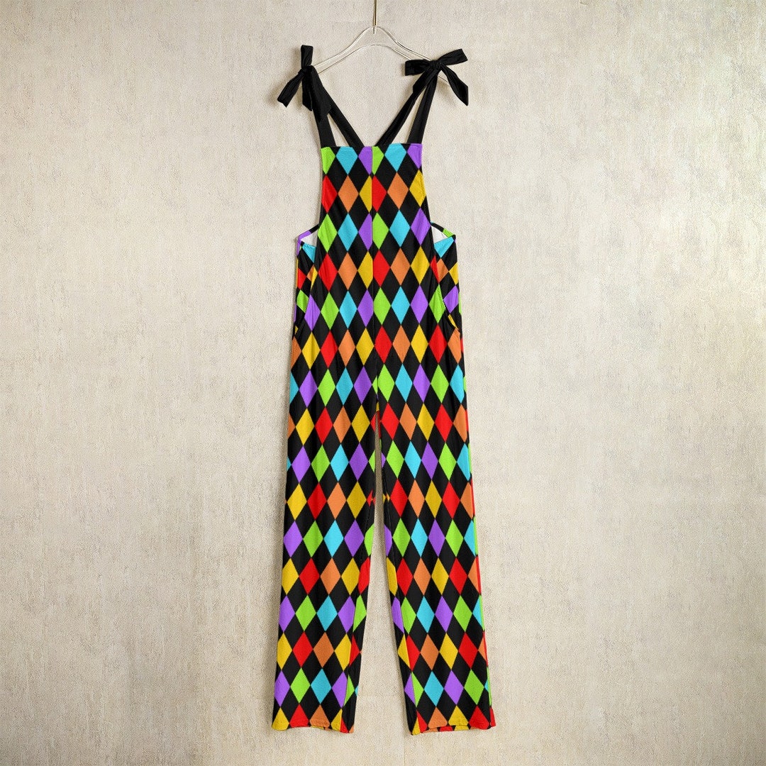 Clown Suit Clowncore Women's Jumpsuit Rainbow Diamond Overalls Clown ...