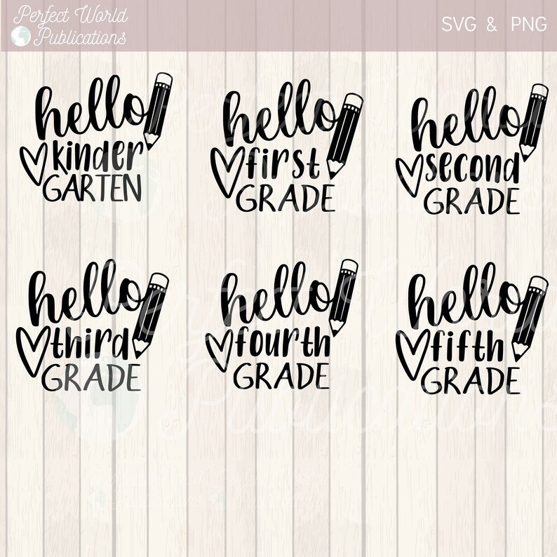 Hello (kindergarten to 5th Grade) SVG Cut File Bundle- Kindergarten ...