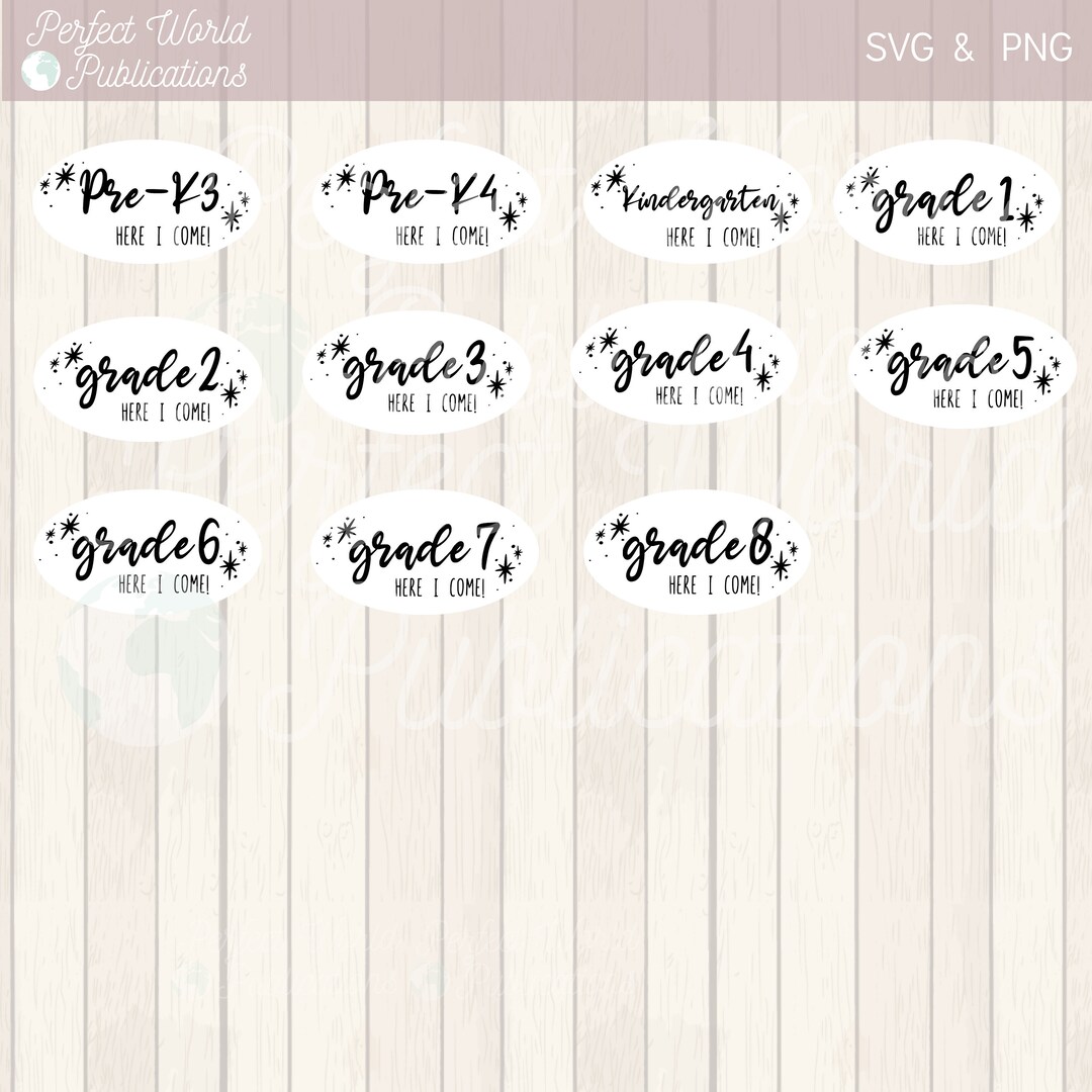 First Day of School Here I Come Sign Bundle SVG Cut File Pre-k ...