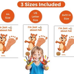 Squirrel Fall Footprint Art, Fall Handprint Craft for Toddler, Fall ...