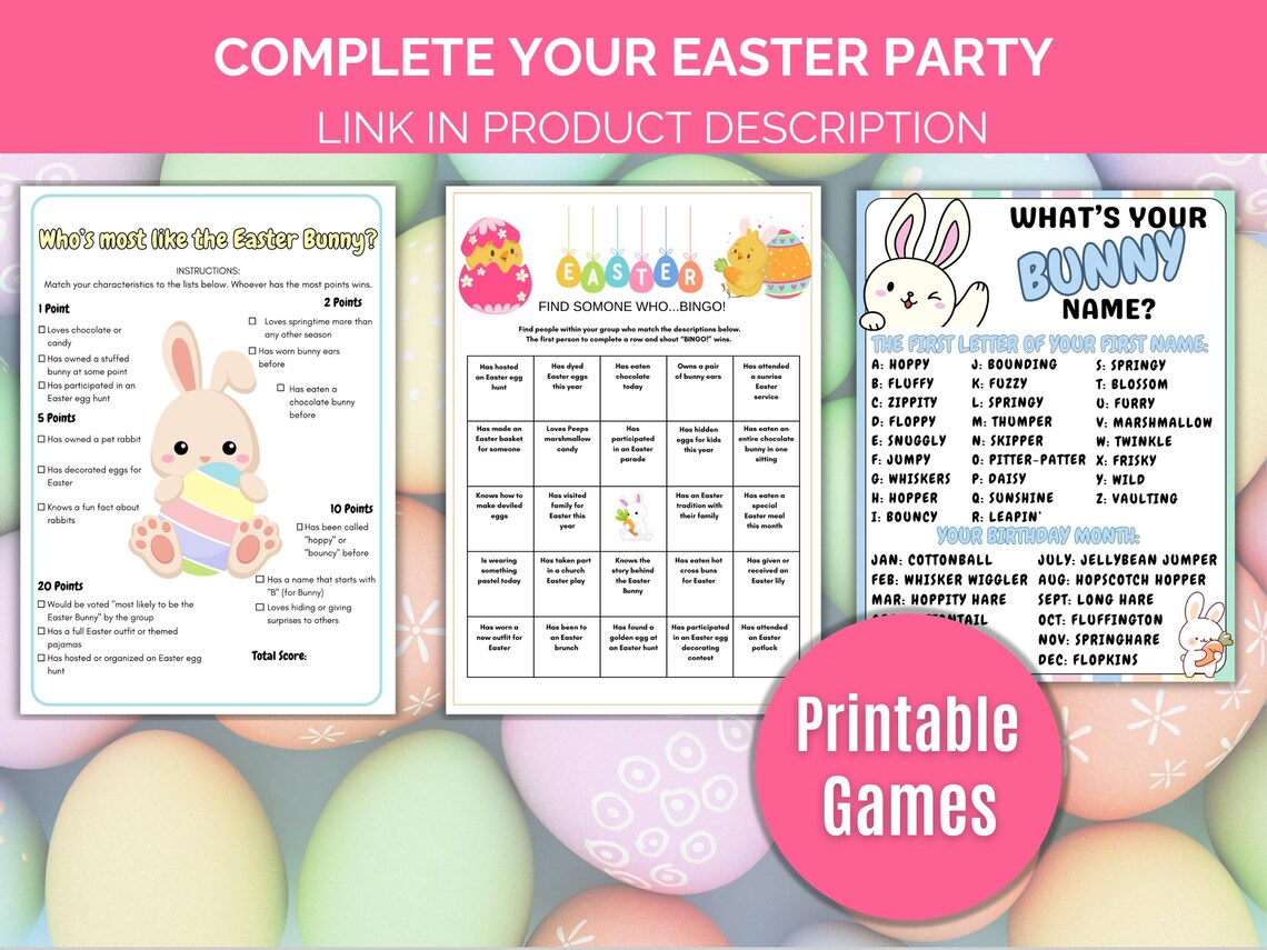 What's the Easter Bunny Thinking Game, Printable Easter Party Game for ...