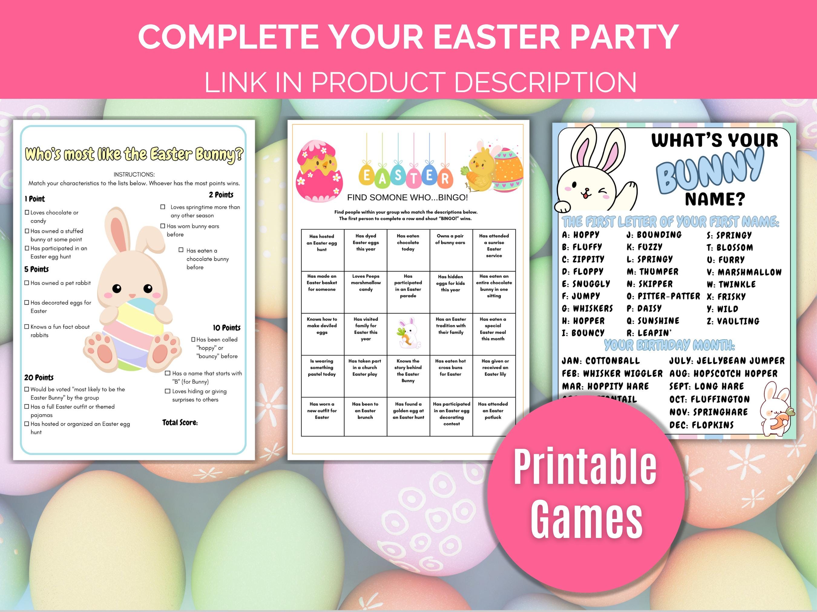 What's the Easter Bunny Thinking Thinking Game, Printable Easter Party ...