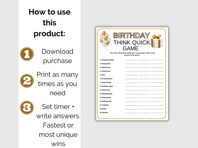 Birthday Think Quick, Birthday Party Games for Kids and Adults ...