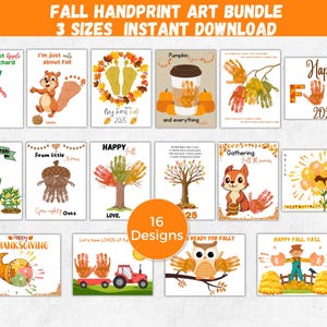 Fall Handprint Art Bundle, Fall Handprint Craft for Toddler, Fall ...