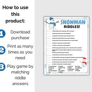 Snowman Riddles, Winter Riddles, Winter Printable Activity, Winter Game ...