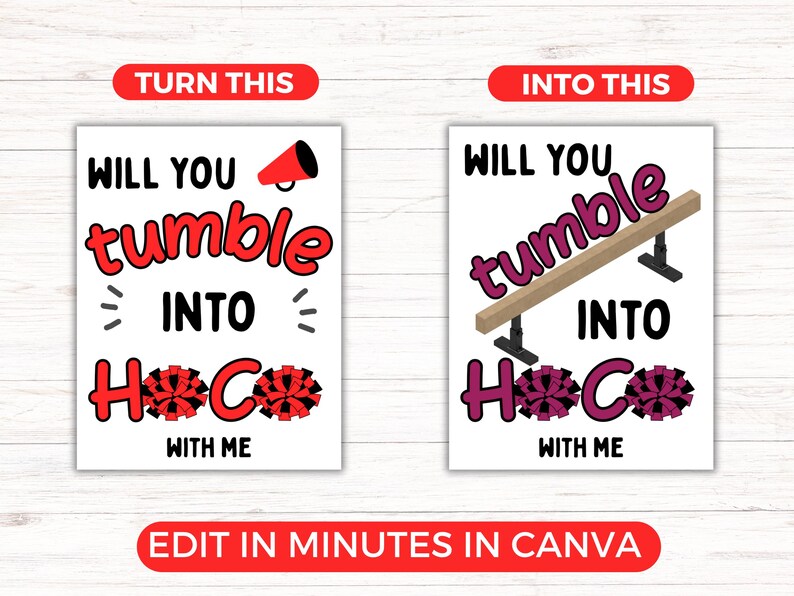 Editable Cheerleading Homecoming Proposal Sign, Printable HOCO Poster ...