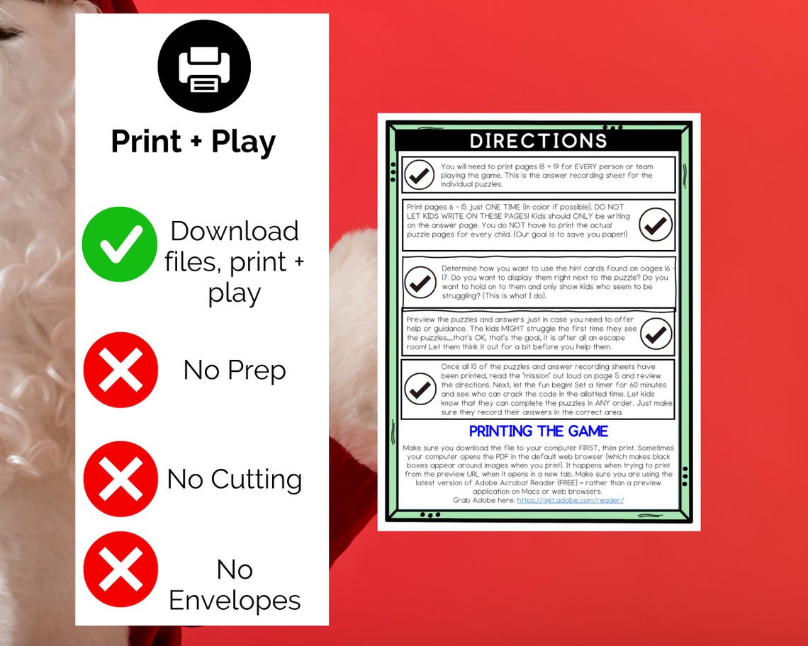 Save Santa Escape Room Game, Printable Christmas Escape Room Kit, DIY ...