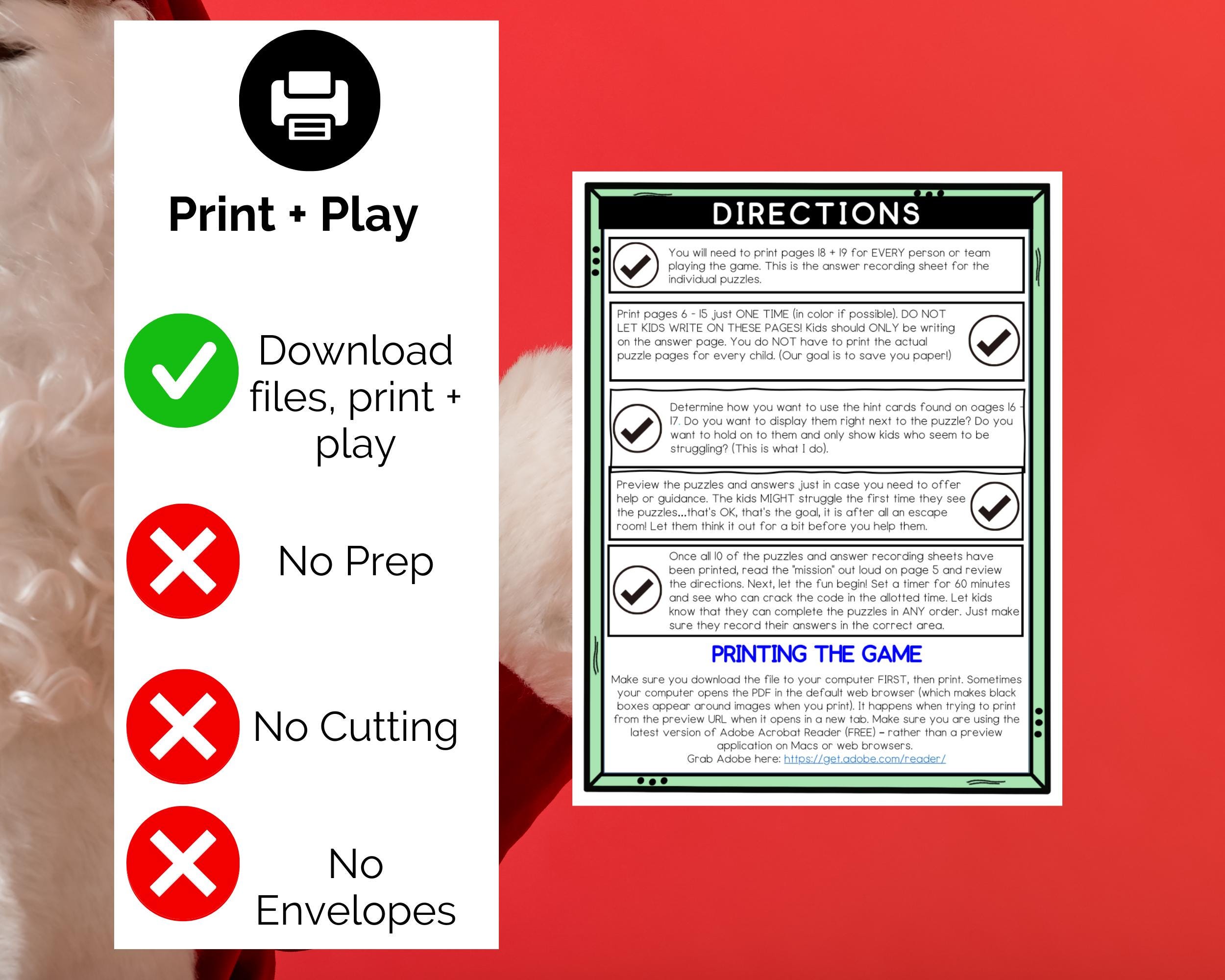 Save Santa Escape Room Game, Printable Christmas Escape Room Kit, DIY ...