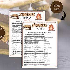 S'mores Trivia Game, Smores Quiz, Printable Camping Party Game for Kids ...