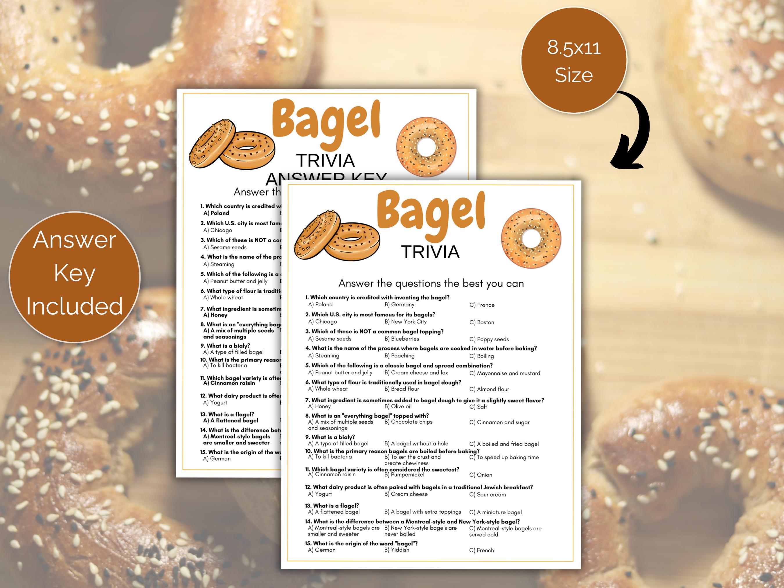 Bagel Trivia Game, Printable Bagel Quiz, National Bagel Day Activity ...