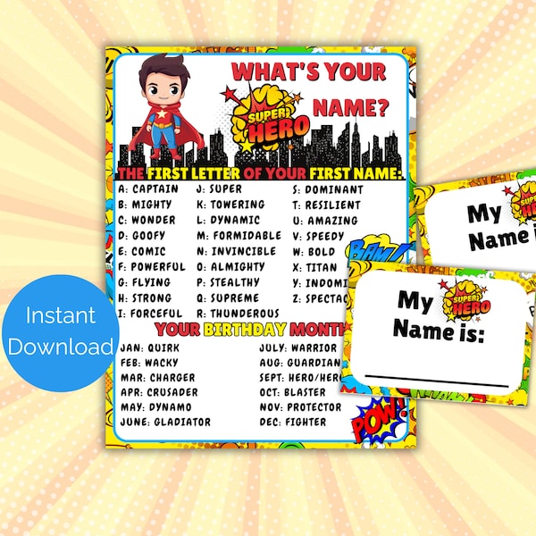 Superhero Printable - Etsy