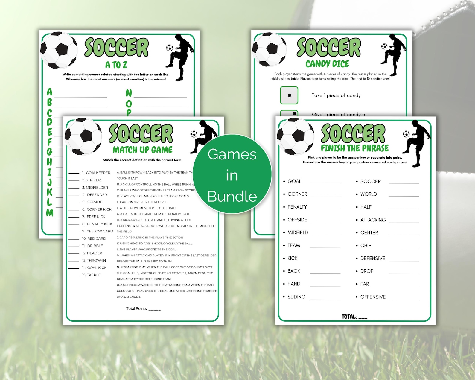 Soccer Games Bundle, 13 Printable Soccer Party Games, Soccer Birthday ...