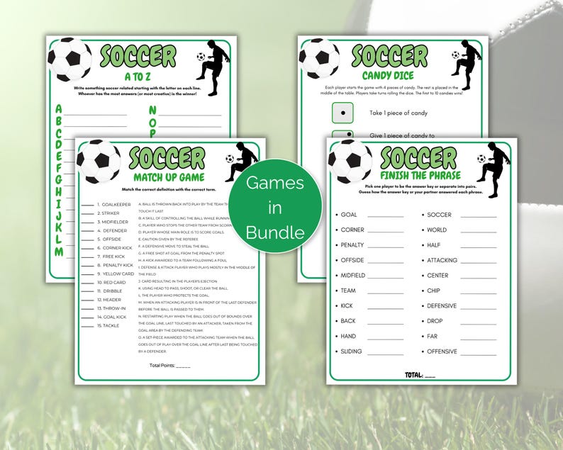 Soccer Games Bundle, 13 Printable Soccer Party Games, Soccer Birthday ...