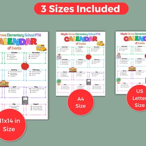 EDITABLE PTA PTO Calendar of Events Flyer Template, School Events ...