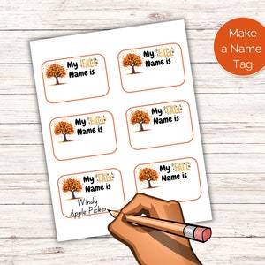 What's Your Fall Name Game + Name Tags, Fall Party Game, Autumn ...