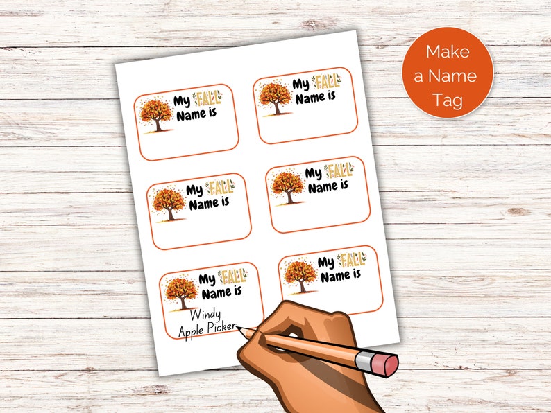 What's Your Fall Name Game + Name Tags, Fall Party Game, Autumn ...