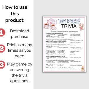 Tea Party Trivia Game, Tea Party Quiz, Tea Party Etiquette Game ...