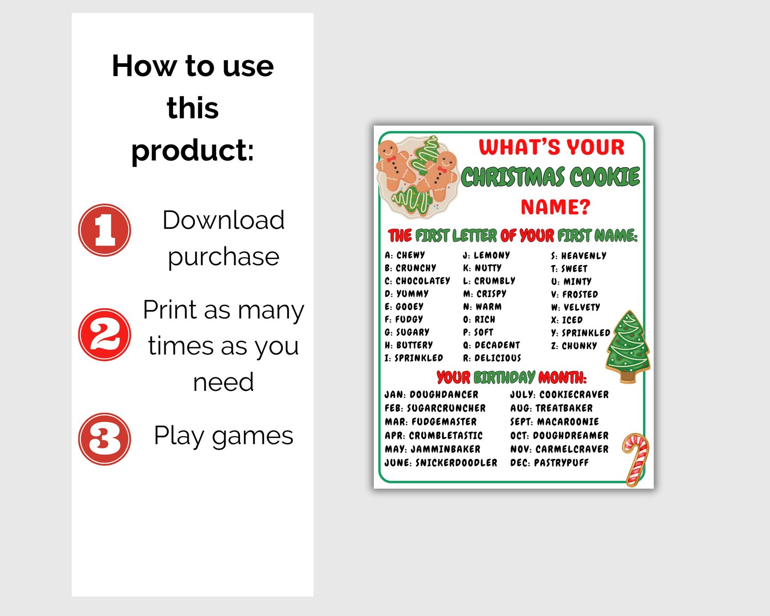Christmas Cookie Game Bundle, 9 Christmas Cookie Exchange Party Games ...